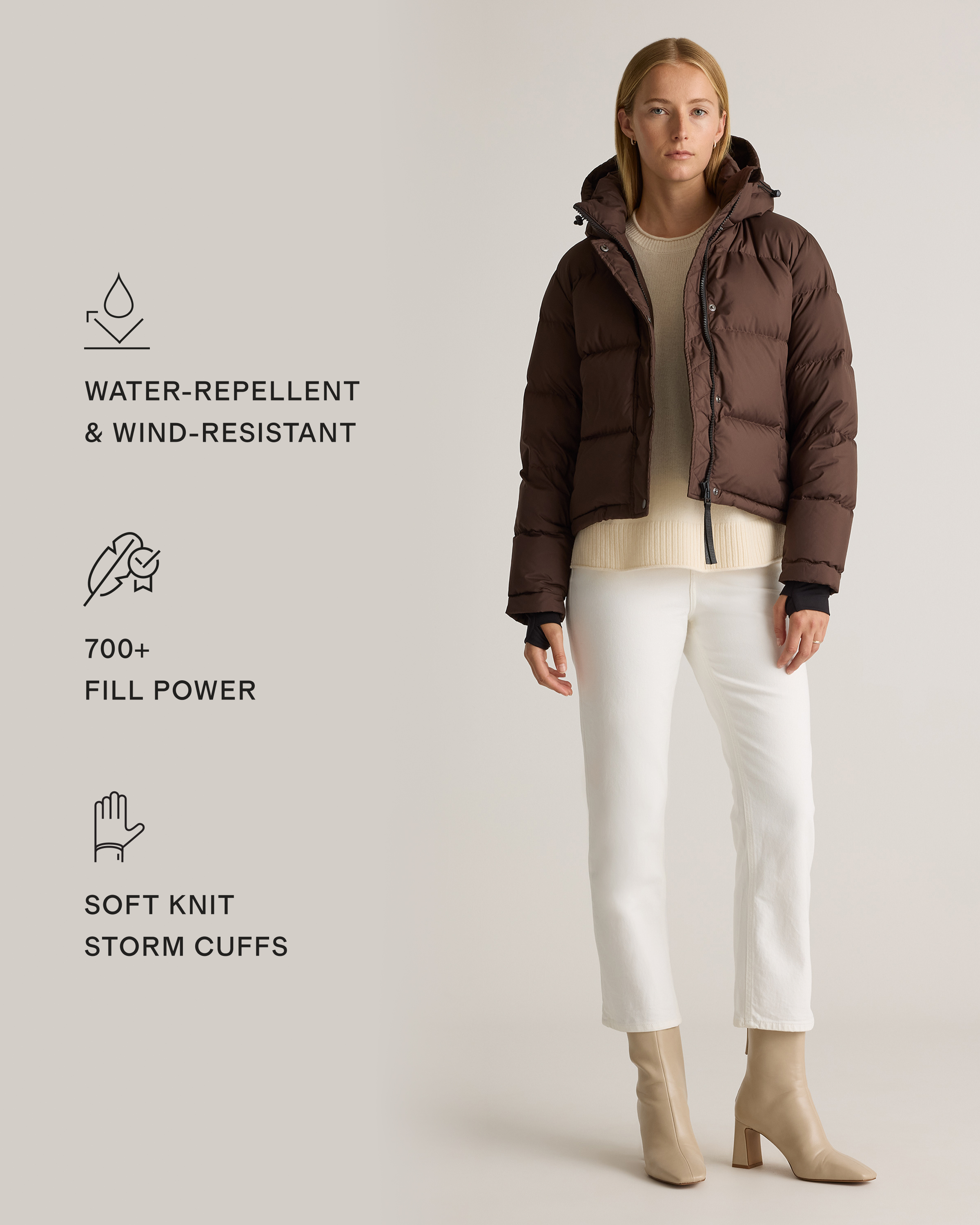 QUINCE Cropped Puffer Jacket